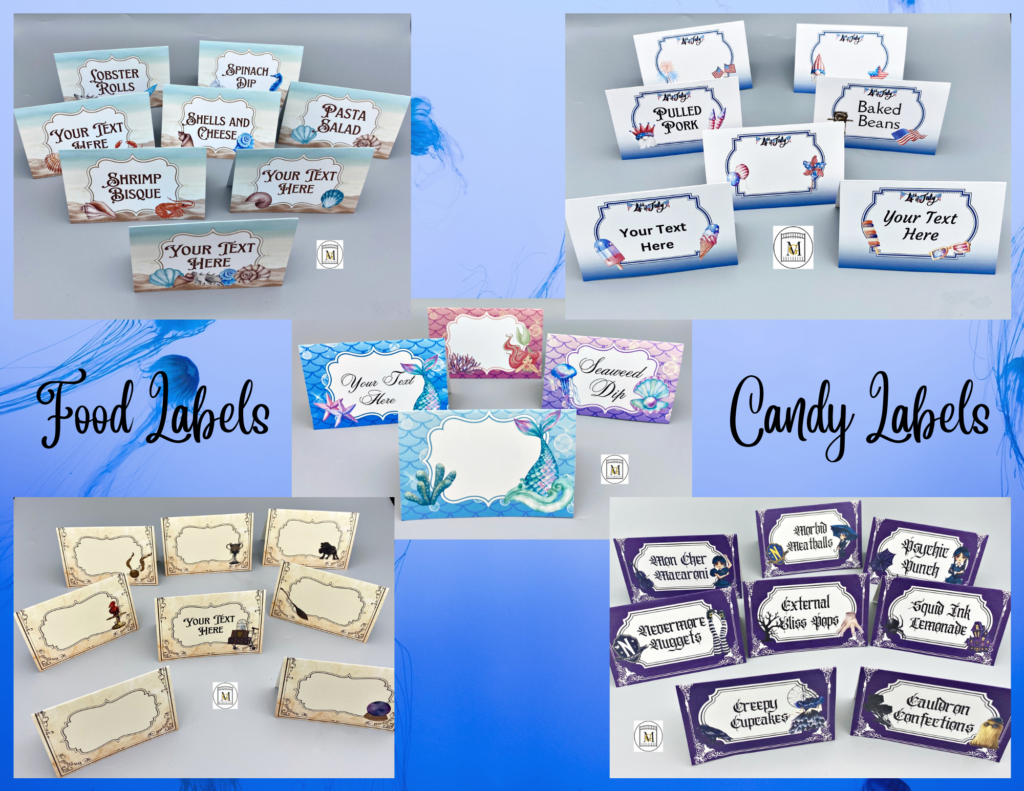 Food and Candy Party Tent Labels · Major Gates