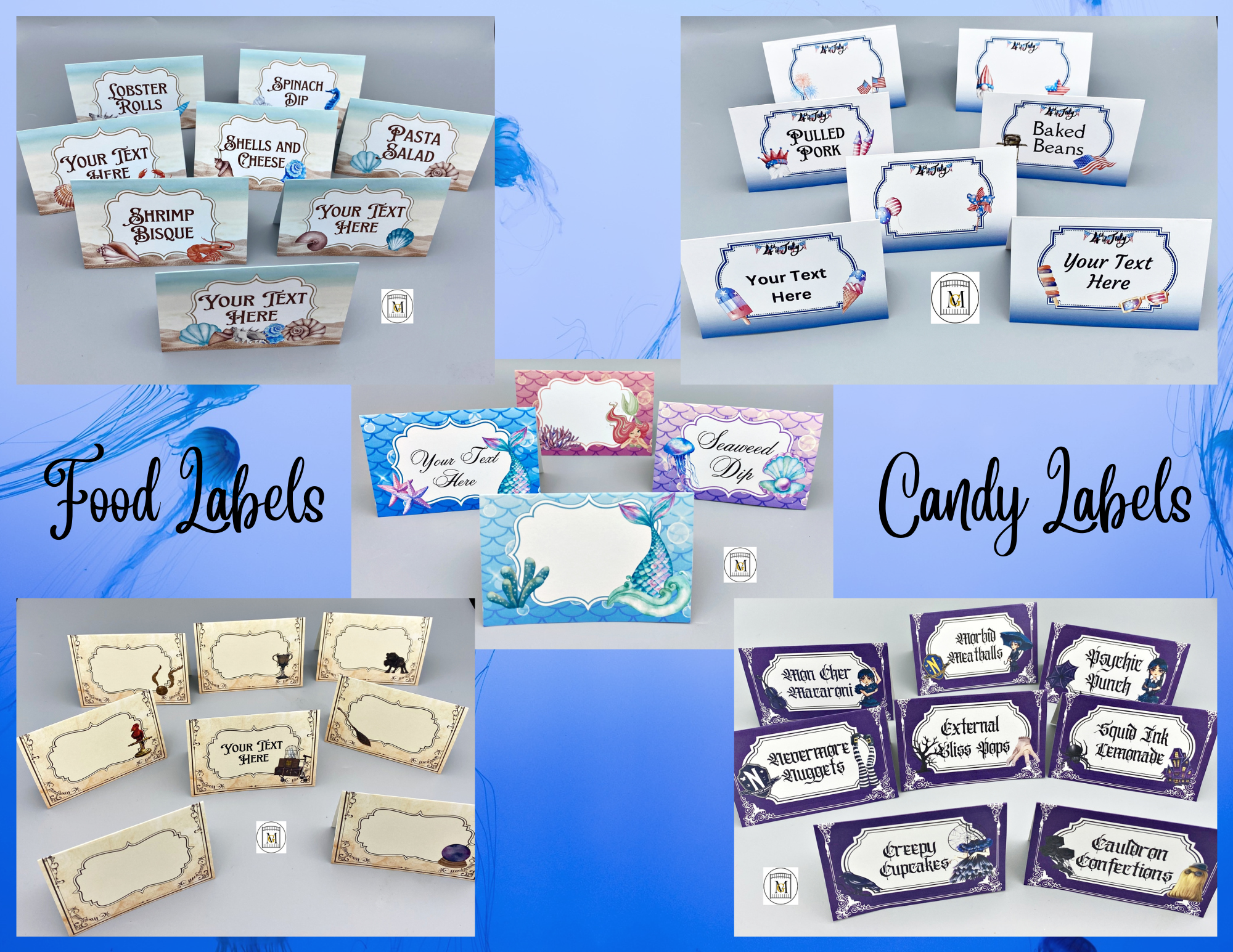 Food and Candy Party Tent Labels · Major Gates