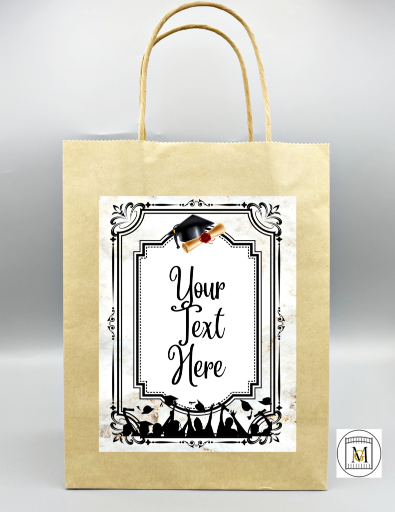 Graduation Favor-Gift Bag EDITABLE Label · Major Gates