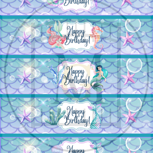 Mermaid Birthday Water Bottle EDITABLE Label · Major Gates