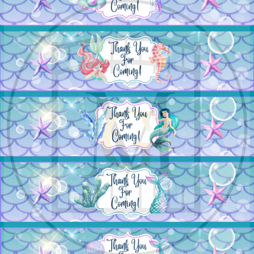 Mermaid Birthday Water Bottle EDITABLE Label · Major Gates