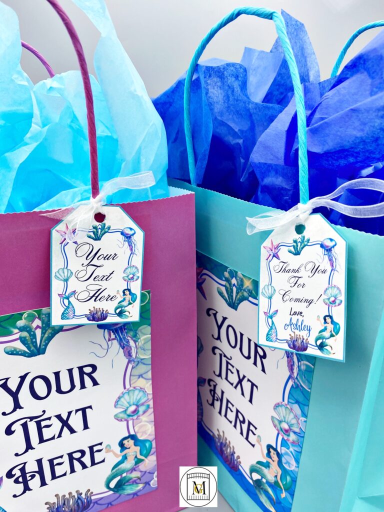Mermaid Birthday Favor-Gift Bag EDITABLE Label · Major Gates