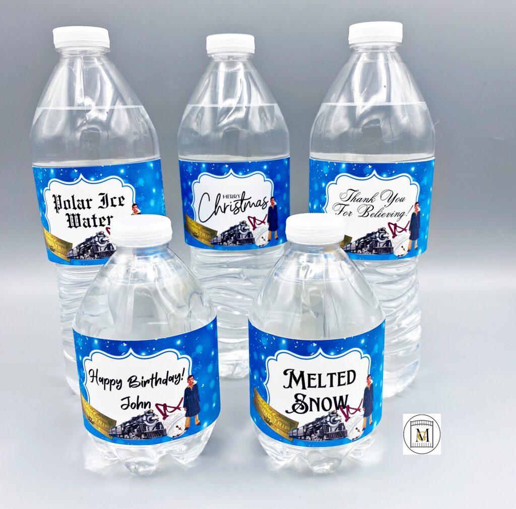 Polar Train EDITABLE Christmas Water Bottle Label · Major Gates