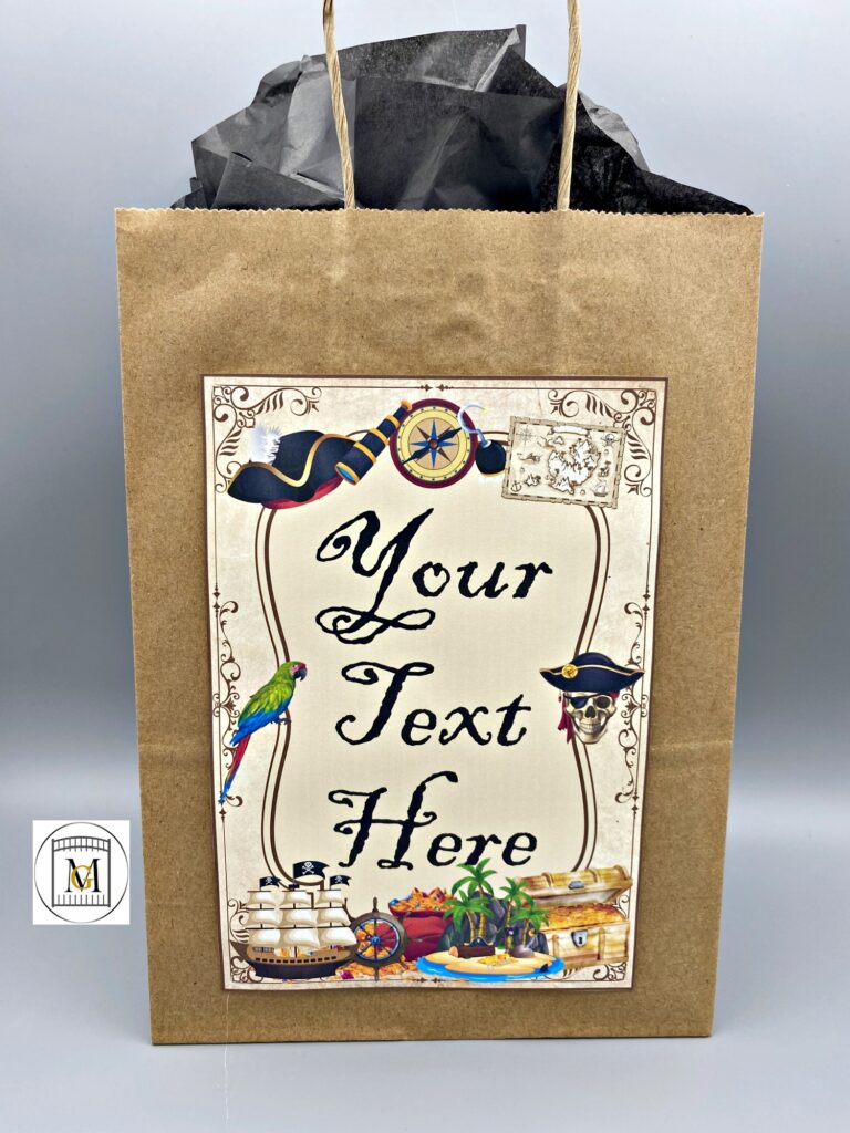 Pirate Halloween Birthday Party Gift Bag Label EDITABLE Download ...