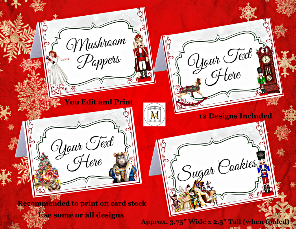 Nutcracker Ballet Christmas Food Tent Label-Candy Label-EDITABLE ...