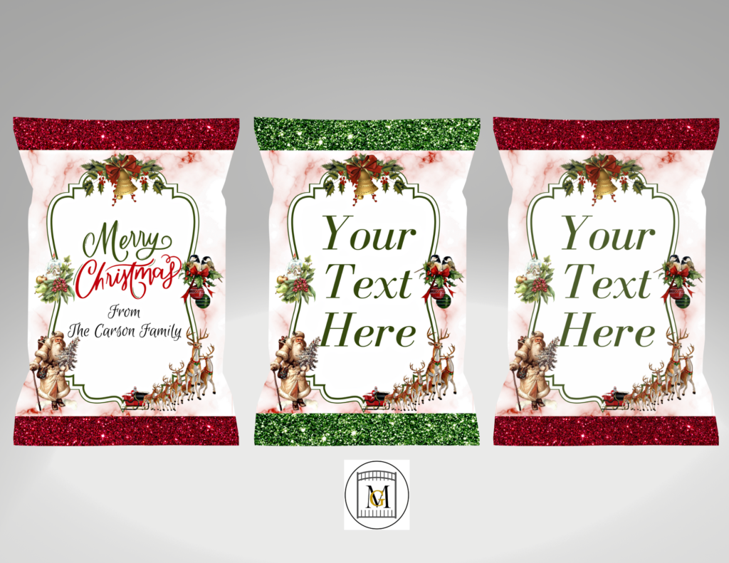 Christmas Holiday Chip Bag/Popcorn Cover - EDITABLE Download · Major Gates