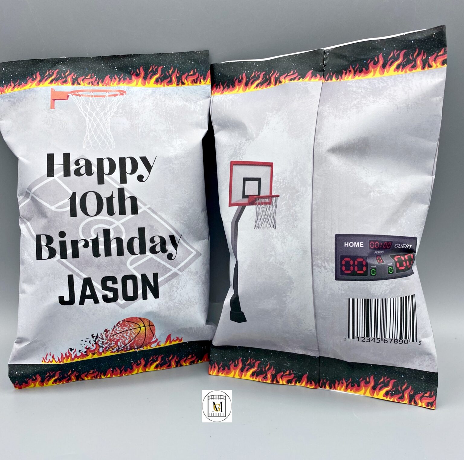 Basketball Birthday Chip Bag/Popcorn Cover - EDITABLE Download · Major ...