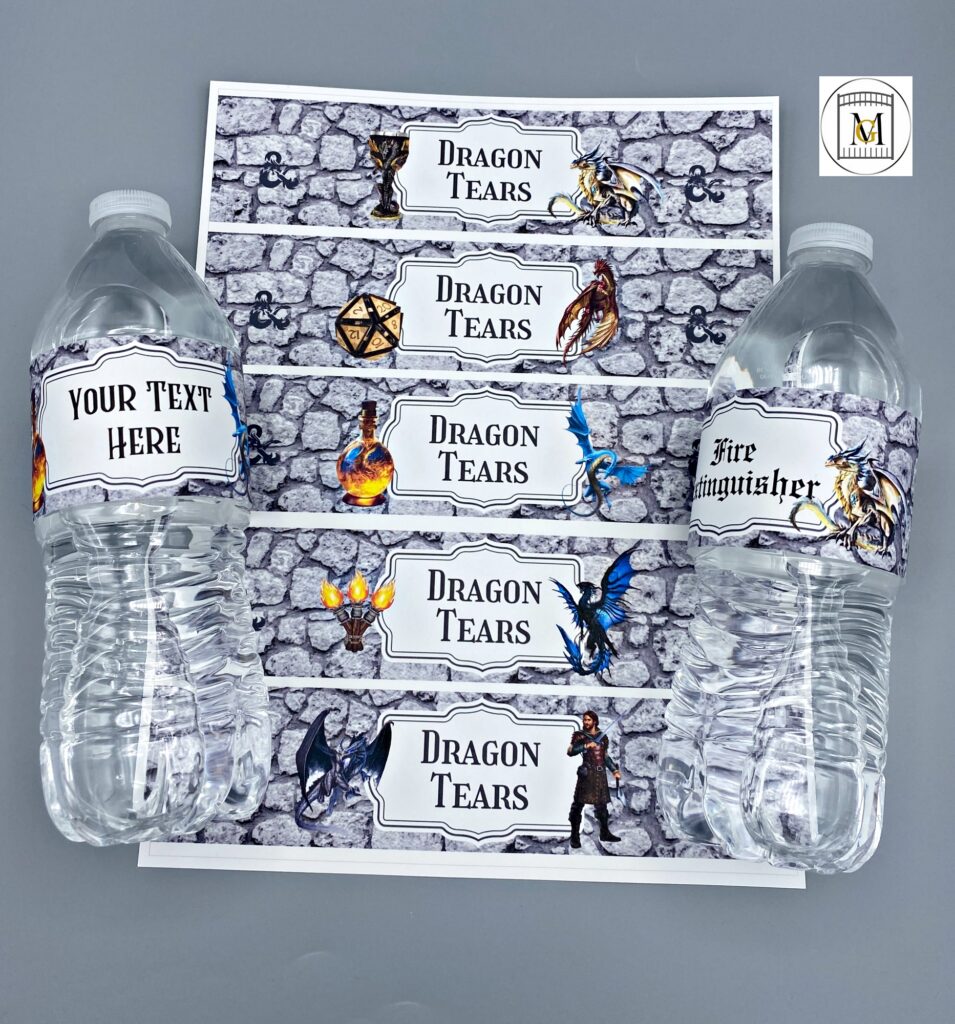 Dungeons and Dragons Water Bottle EDITABLE Labels Download · Major Gates