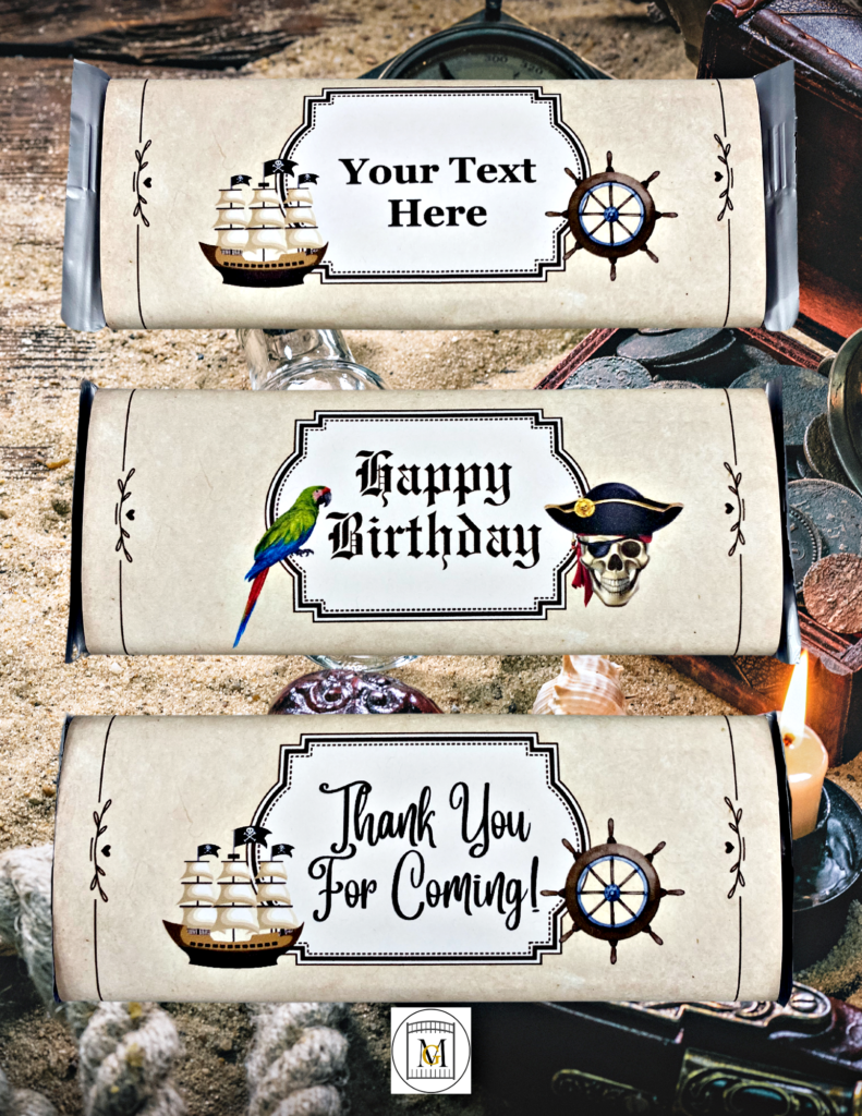 Pirate Birthday Party Hershey Bar Label EDITABLE Download · Major Gates