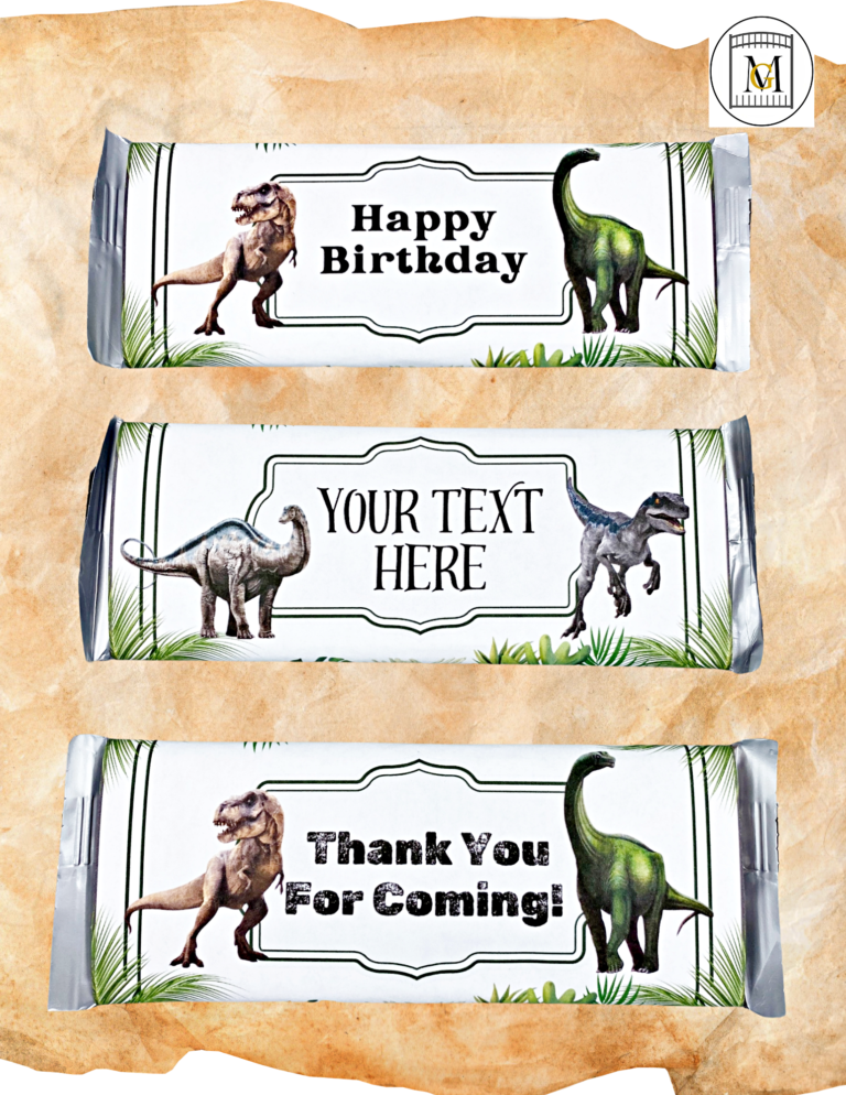 Dinosaur Birthday Party Hershey Bar Label EDITABLE Download · Major Gates